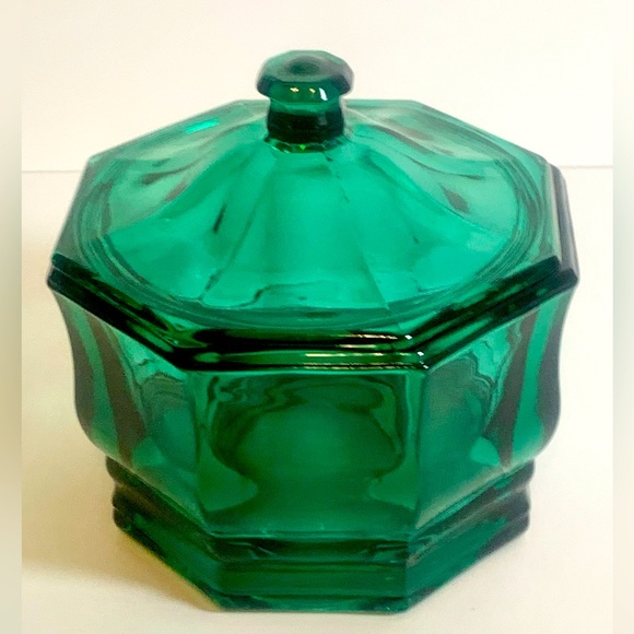 Accents | Vintage Indiana Glass Teal Green Octagon Candy Dish | Poshmark